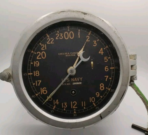 Vintage Chelsea Clock Co. Boston U.S. NAVY WWII Clock 24 Hour Military ...