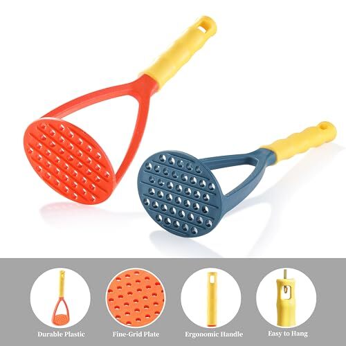 2Pack Potato Masher, OHOLA Plastic Mashed Potatoes Masher, Colorful ...