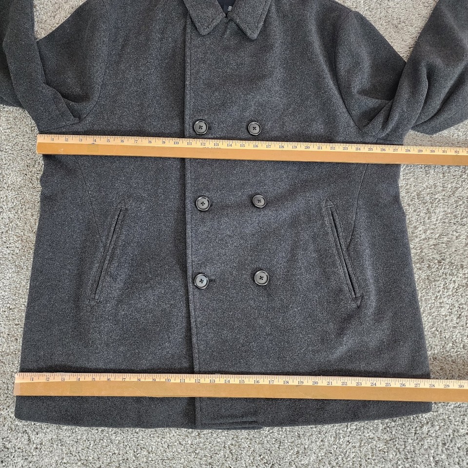 ST. JOHN'S BAY Coat Mens XXL Gray Wool Blend Insulated Dads Winter Pea ...