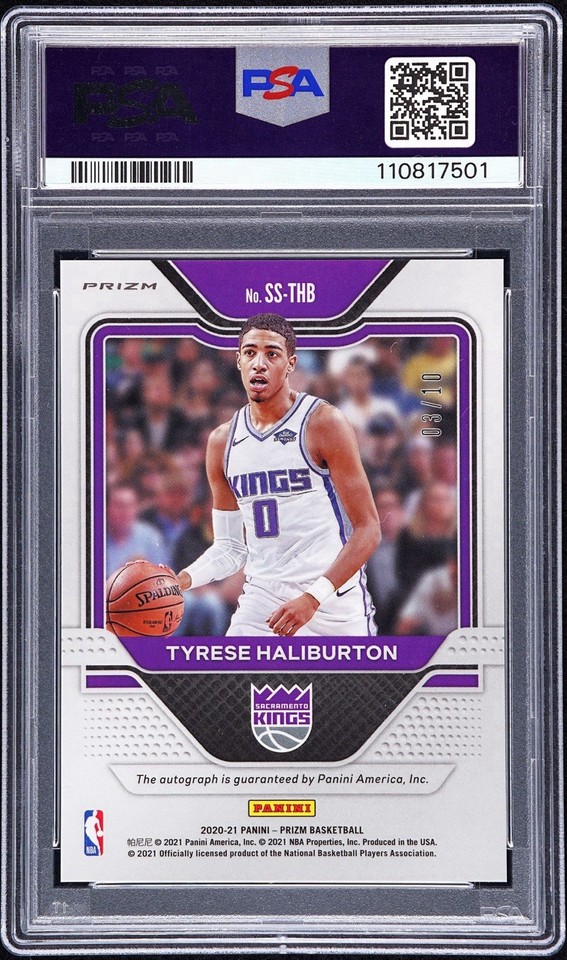 2020 Panini Tyrese Haliburton Gold Prizm Rookie RC Autograph Auto 03/10 ...