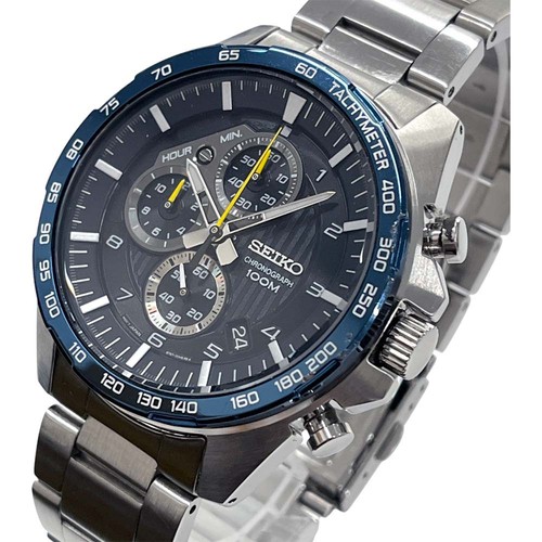 Seiko SSB321 Quartz Chronograph Watch Blue Dial Stainless Steel Battery ...