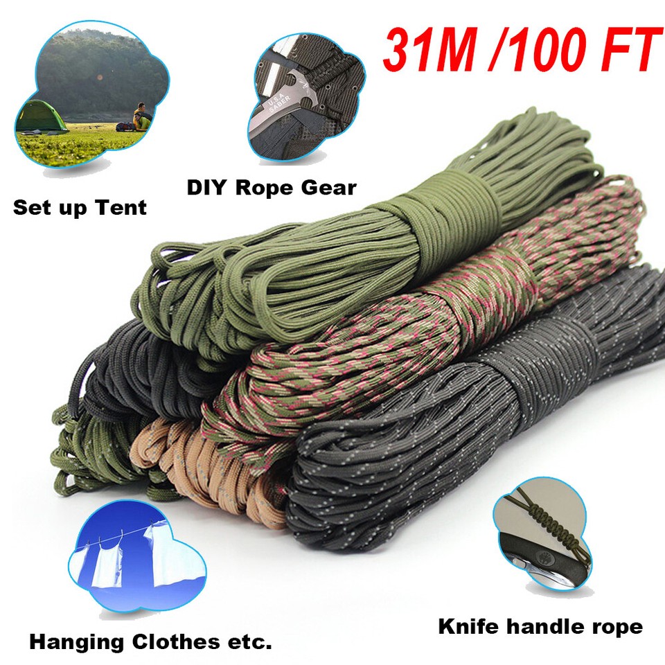 Outdoor Survival Paracord Parachute Fire Cord Military Grade Heavy Duty ...