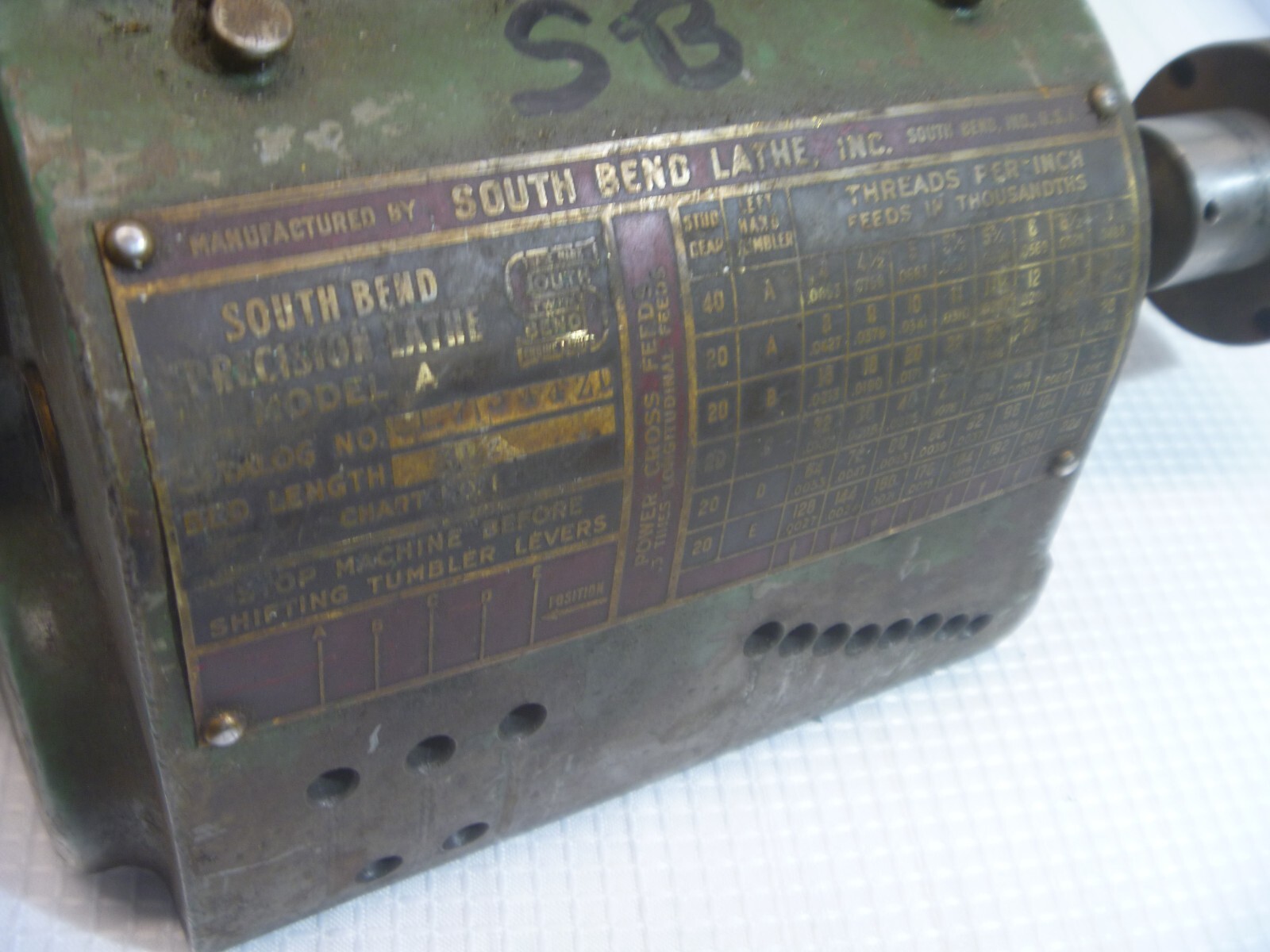 South bend 9" lathe MODEL A quick change gear box HOUSING ONLY 600 NK1 ...