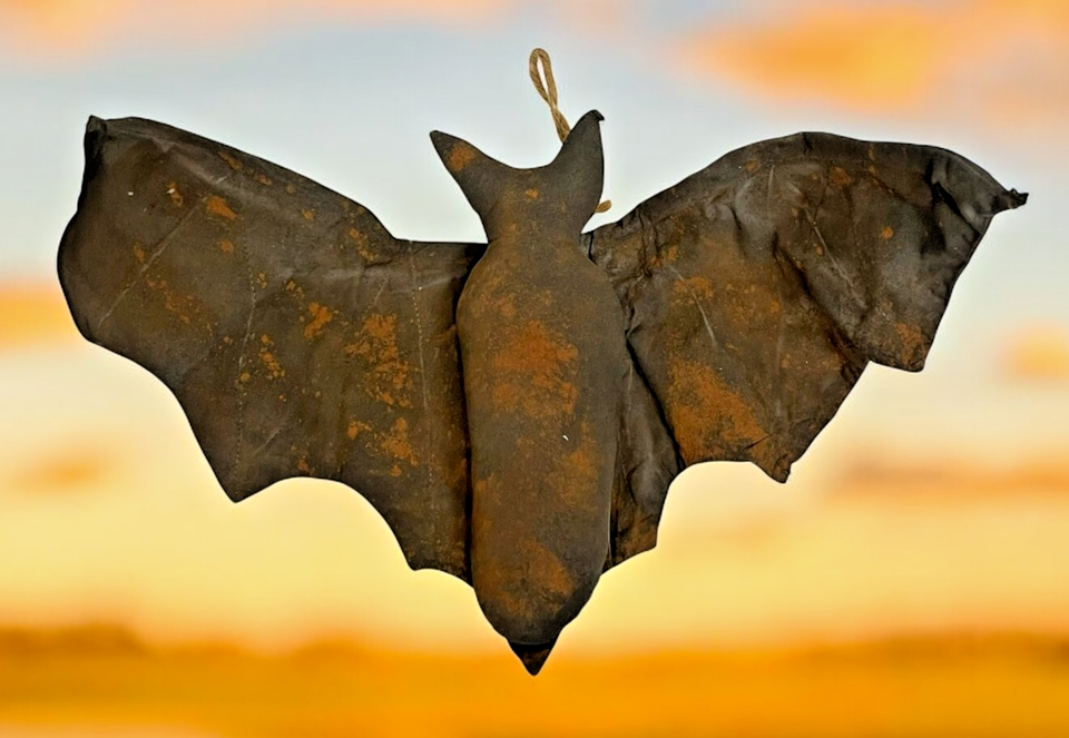 Primitive Halloween Americana Flying Bat wall hanger handmade Fall OOAK ...