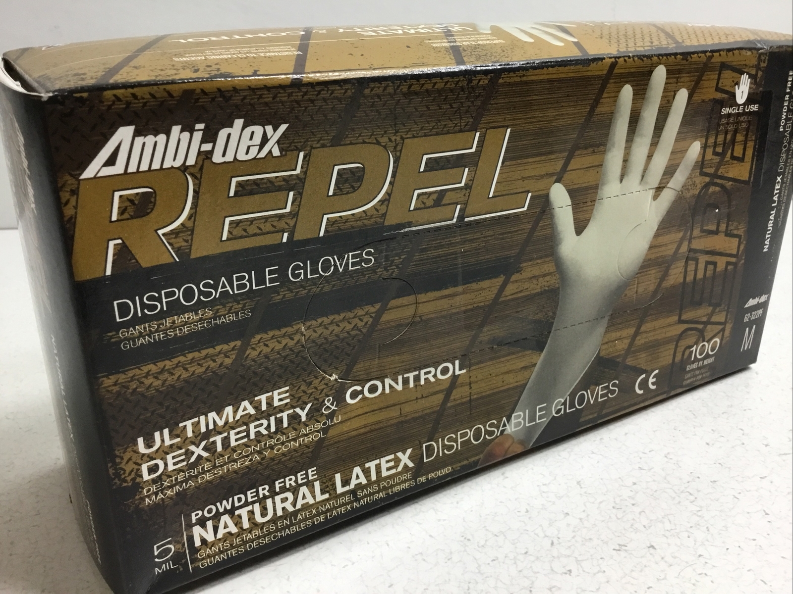 Ambi-dex REPEL Gloves 62-322PF MEDIUM Powder FREE Natural Latex Gloves ...