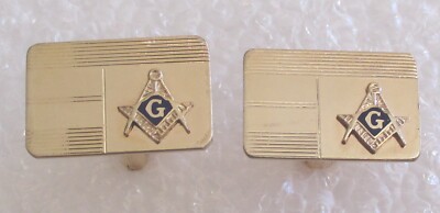 Vintage Mason Freemason Cuff Links Cufflinks - Masonic Emblem Gold Tone ...