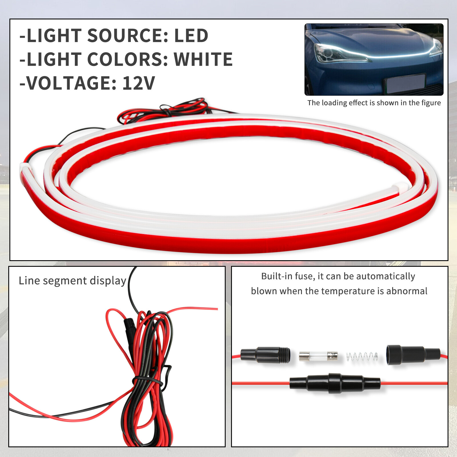 71'' Scan Start Up Dynamic Car LED Hood Light Strip For Audi Q3 Q4 A3 ...