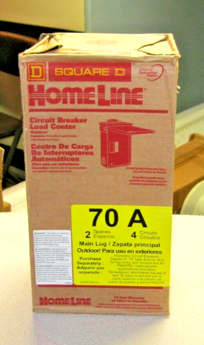 Homeline 70 Amp 2 Space 4 Circuit Outdoor Main Lug Load Center ...