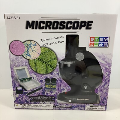 STEM Microscope With Light Source 100x, 200x, 450x, Kids, Educational ...