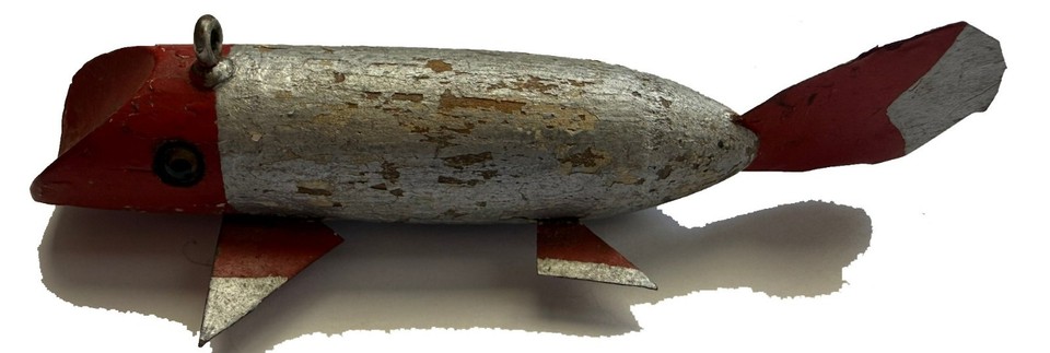 Vintage Folk Art Primitive Fish Fishing FROG Decoy Lure Wood Spear Ice ...