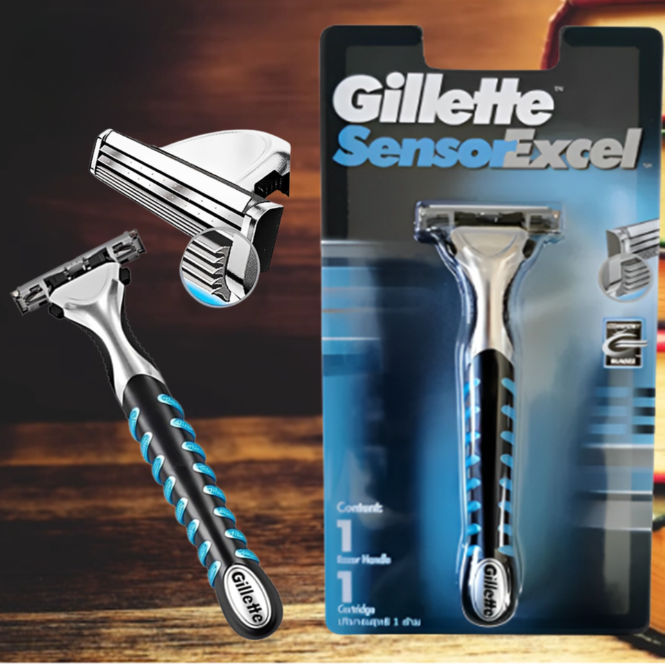 Gillette Sensor Excel Razor Handle Twin Blade Manual x 3 | eBay