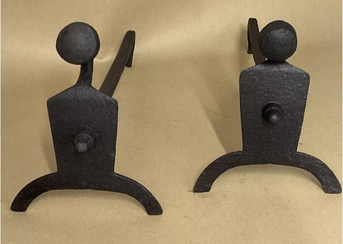Pair Of Antique Arts And Crafts Hand Forged Wrought Irion Fire Dogs ...