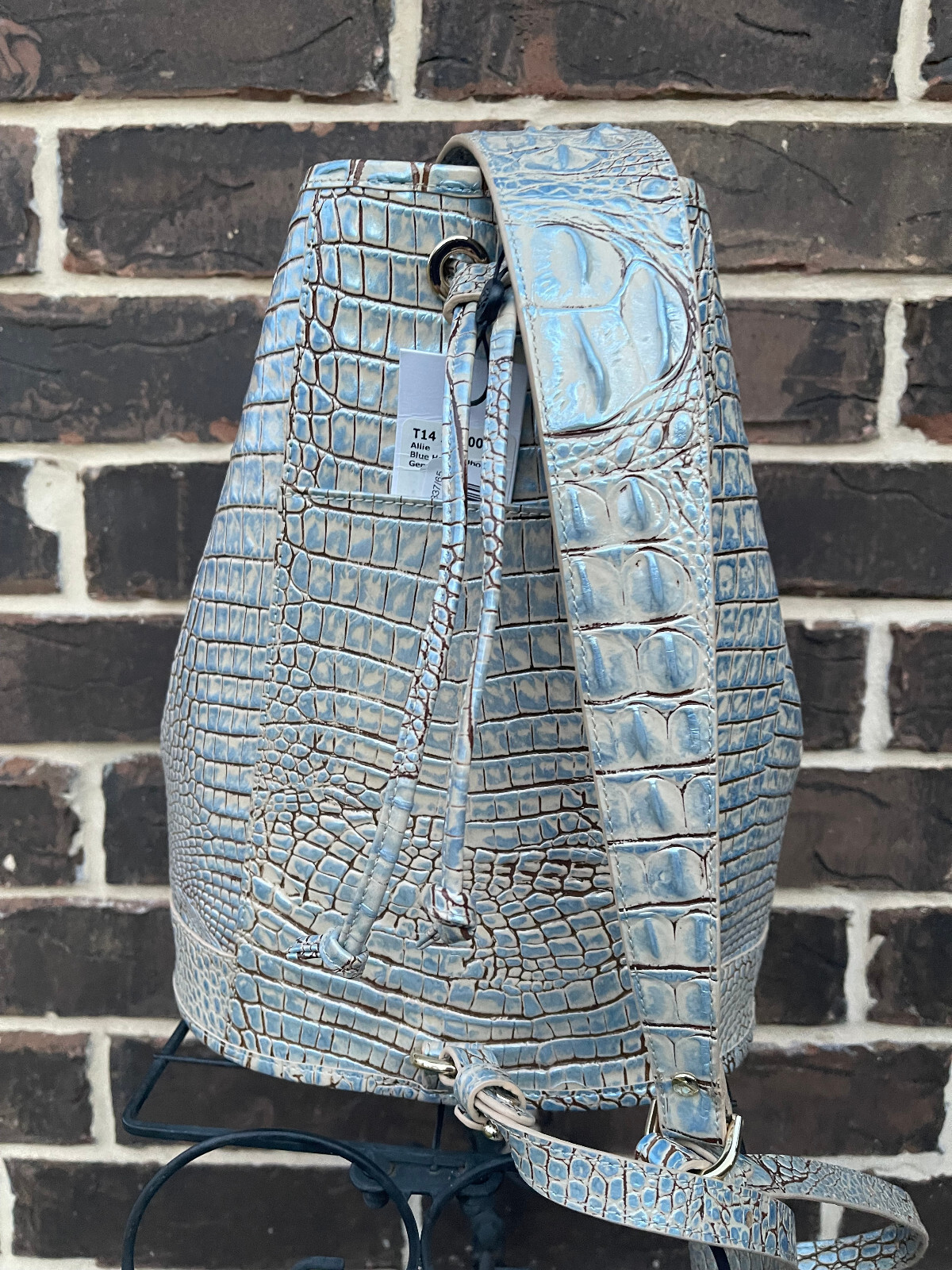 NWT $315 Brahmin Allie Sling Backpack Blue Haze Melbourne Leather grey ...