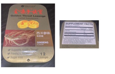 Golden Throat Lozenge Herbal Supplement, Ginseng Flavor 12 Lozenges ...