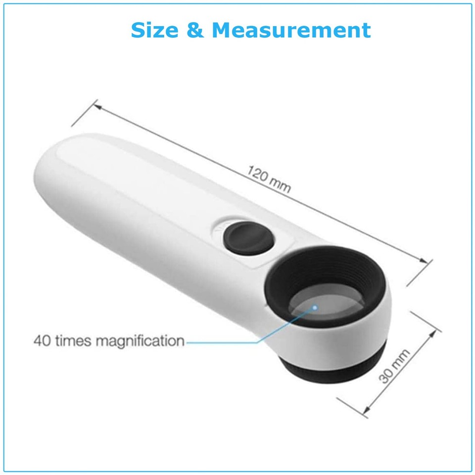 40X Magnifying Magnifier Glass Jeweler Eye Jewelry Loupe Loop With 2 ...