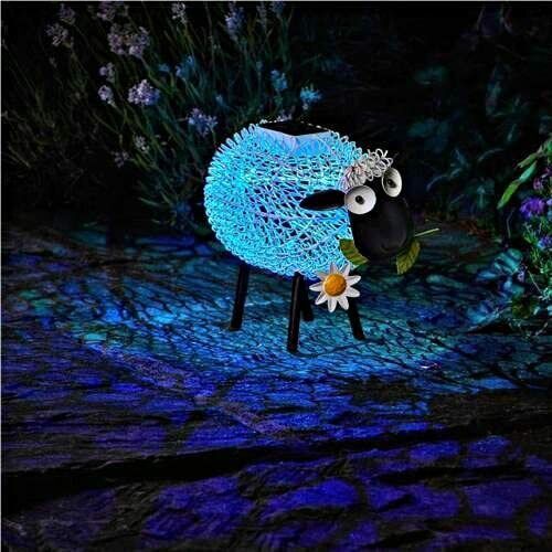 Solar LED Garden Ornament Sheep Metal Animal Outdoor Statue Colour ...