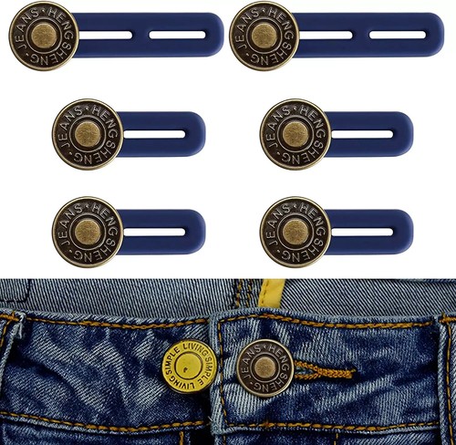6Pcs Denim Waist Extender Button Metal for Jeans Pants Skirt Comfy ...