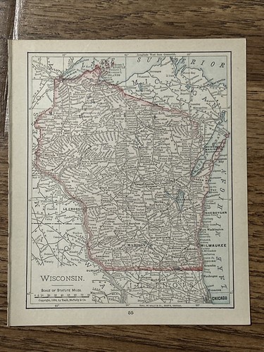 Antique Rand-McNally 1908 Map Of Wisconsin 7”x6” | eBay