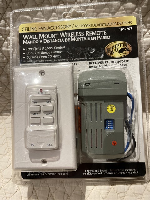Hampton Bay ceiling fan wall mount wireless remote control 191-707 T1R1 ...