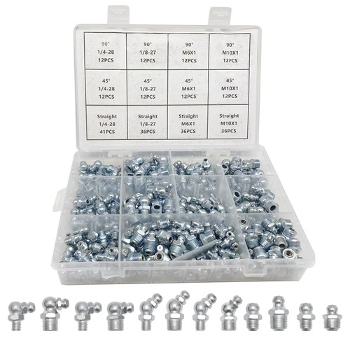 245Pcs Grease Fitting Assortment Kit, SAE & Metric Hydraulic Zerk ...