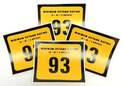 (4) Vintage 93 Octane Decal Gas Pump Sticker Wayne Tokheim Gilbarco ...