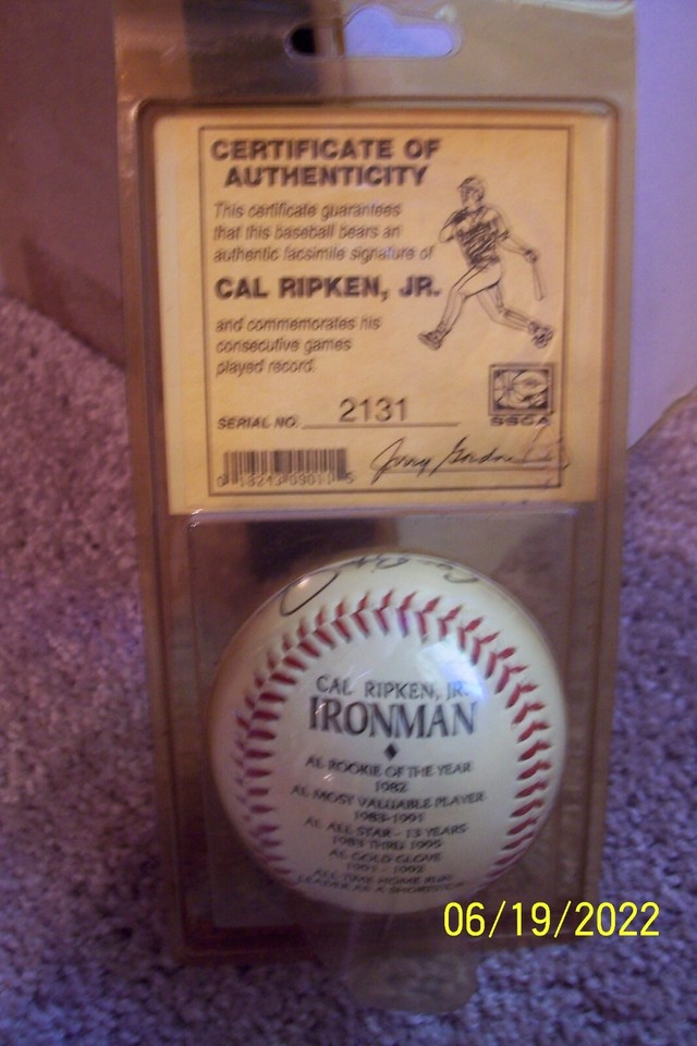 Cal Ripken Jr Ironman Commemorative Baseball with Facsimile Signature ...