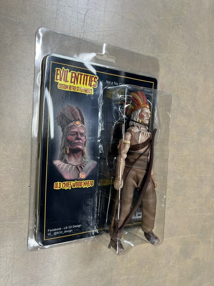🔥Old Chief Wood'nhead LB3D Evil Entities Mego Action Figure Creepshow 2 ...