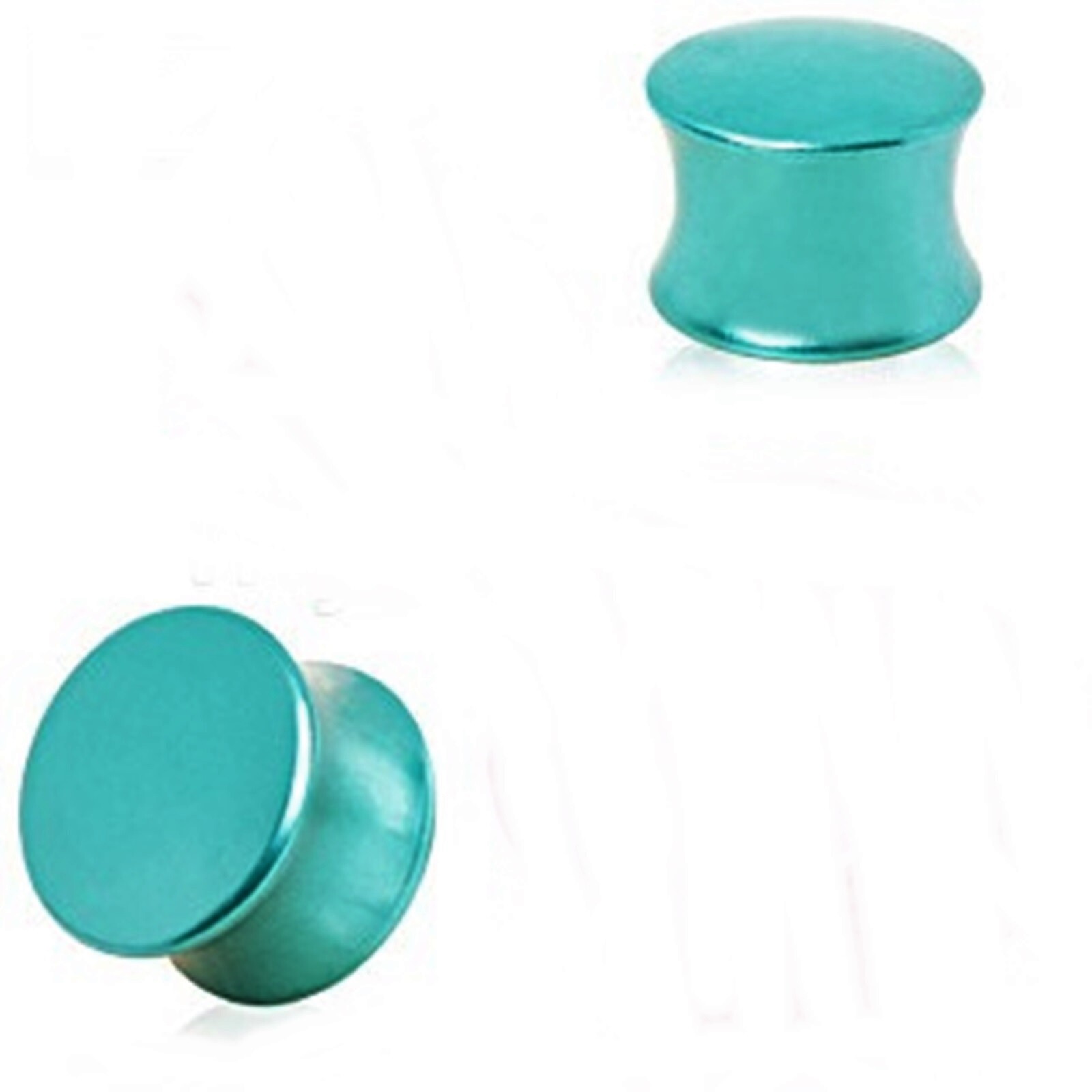 PAIR-Metallic Blue Acrylic Double Flare Ear Plugs 25mm/1" Gauge | eBay
