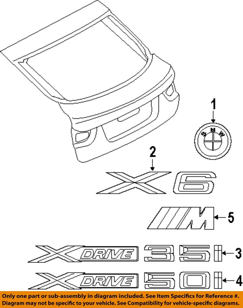 2008-14 BMW X6 Trunk Emblem Logo Badge OEM 51147196559 for sale online ...