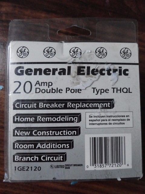 GE THQL2120 Circuit Breaker 2 Pole 20 Amps THQL 2120 General Electric ...