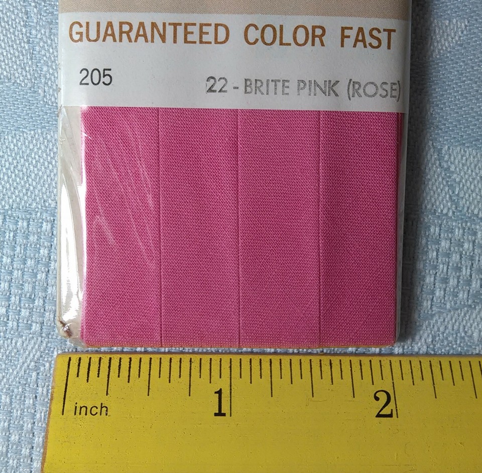 5 yards Bright Pink Fuchsia 1/2" wide Single Fold BIAS TAPE Vtg 100% ...
