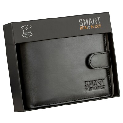 RFID Blocking Men Wallet Contactless Card Protection Black Genuine ...