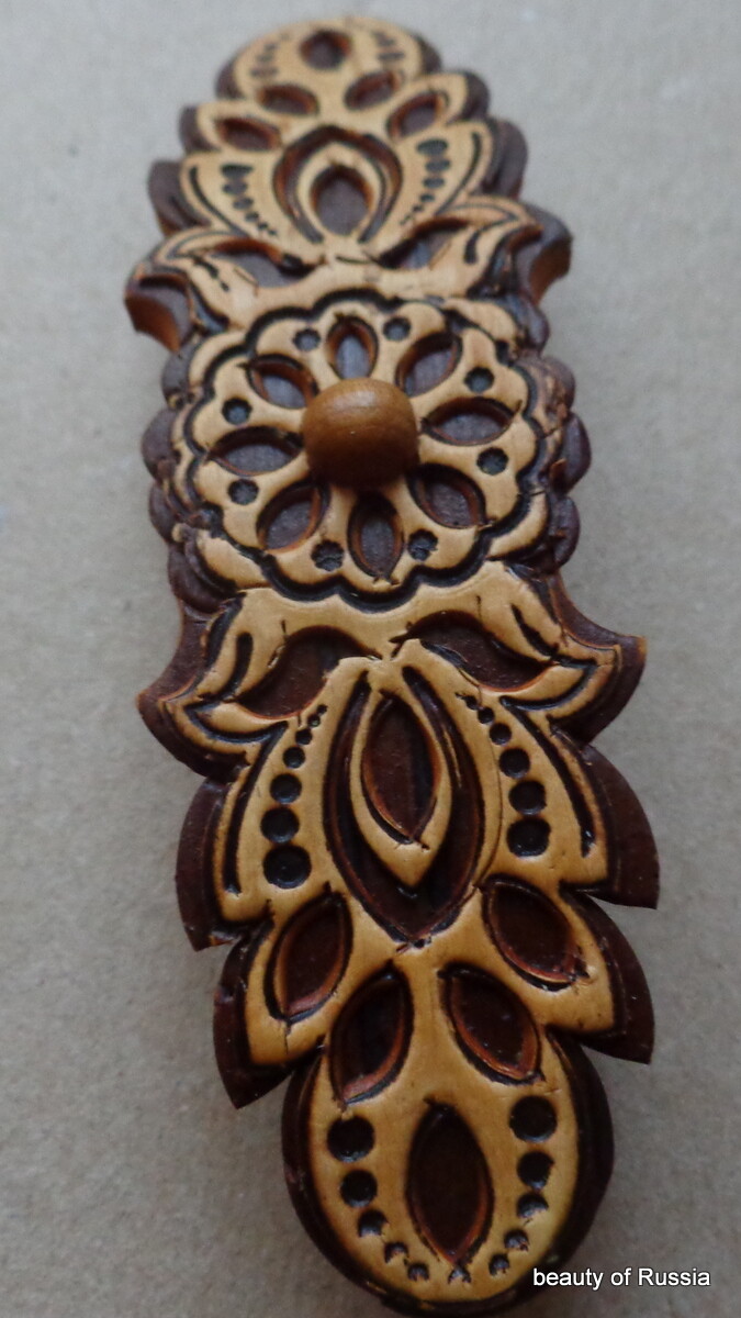 Russian flowers WOOD BIRCH BARK BARRETTE HAIR PIN #2 | eBay
