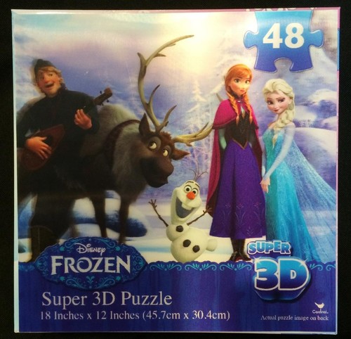 Disney's Frozen Super 3D Puzzle 48 pieces 18 x 12 Olaf Anna Elsa Sven ...