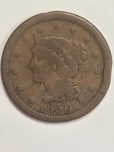 1850 Braided Hair Large Cent Early Copper Penny Collector Coin | eBay