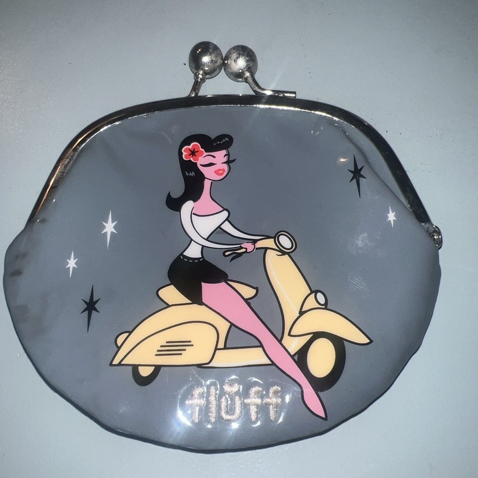 Coin Purse Fluff Pink 2 Side Barbie Scooter Design Embroidered Retro ...