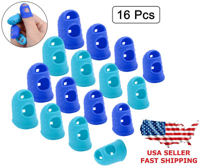 16PCS Thimble Finger Tips Protector Silicone Fingertip Protector Sewing ...