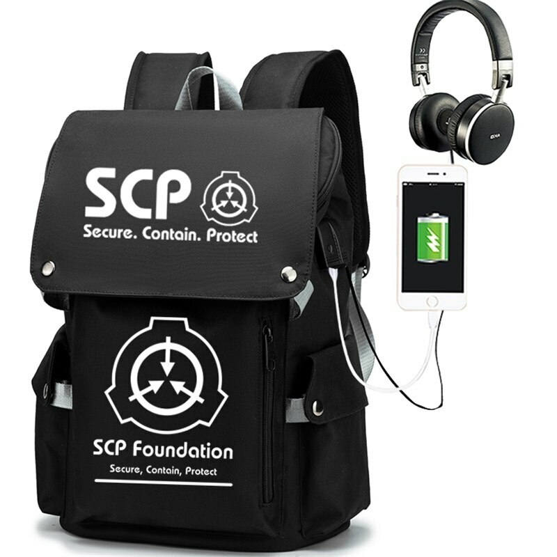 SCP Foundation Backpack Laptop Bags Men Women Travel Bags USB Oxford ...