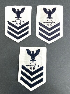 US Navy Sonar Technician 1st Class Petty Officer White Rating Patches ...