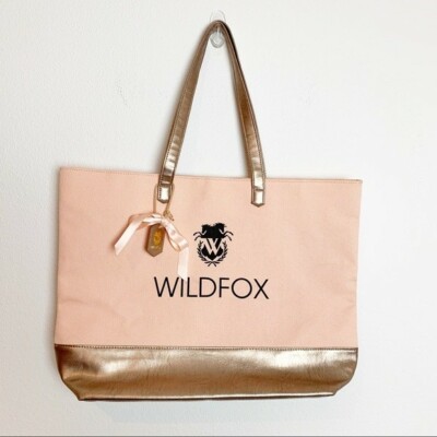 WILDFOX COUTURE PINK GRAPHIC LOGO COTTON CANVAS TOTE BAG | eBay