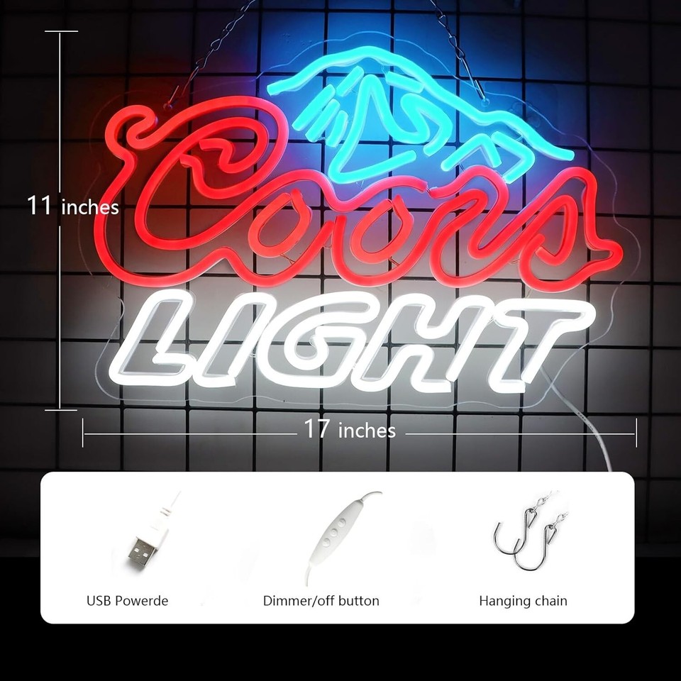 Coors Light Neon Sign Wall Decor Neon Lights Bedroom LED Beer Coors ...