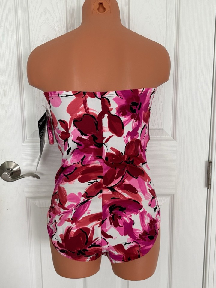 Miraclesuit 12 UW Bandeau w/Optional Straps 1 Pce Pink Multi Contr ...