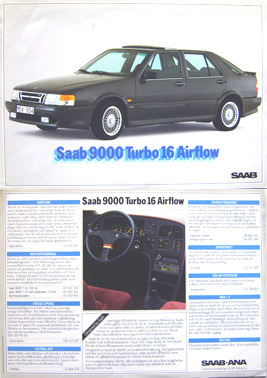 Saab 9000 Turbo 16 Airflow 1987-88 Original Swedish language Sales ...