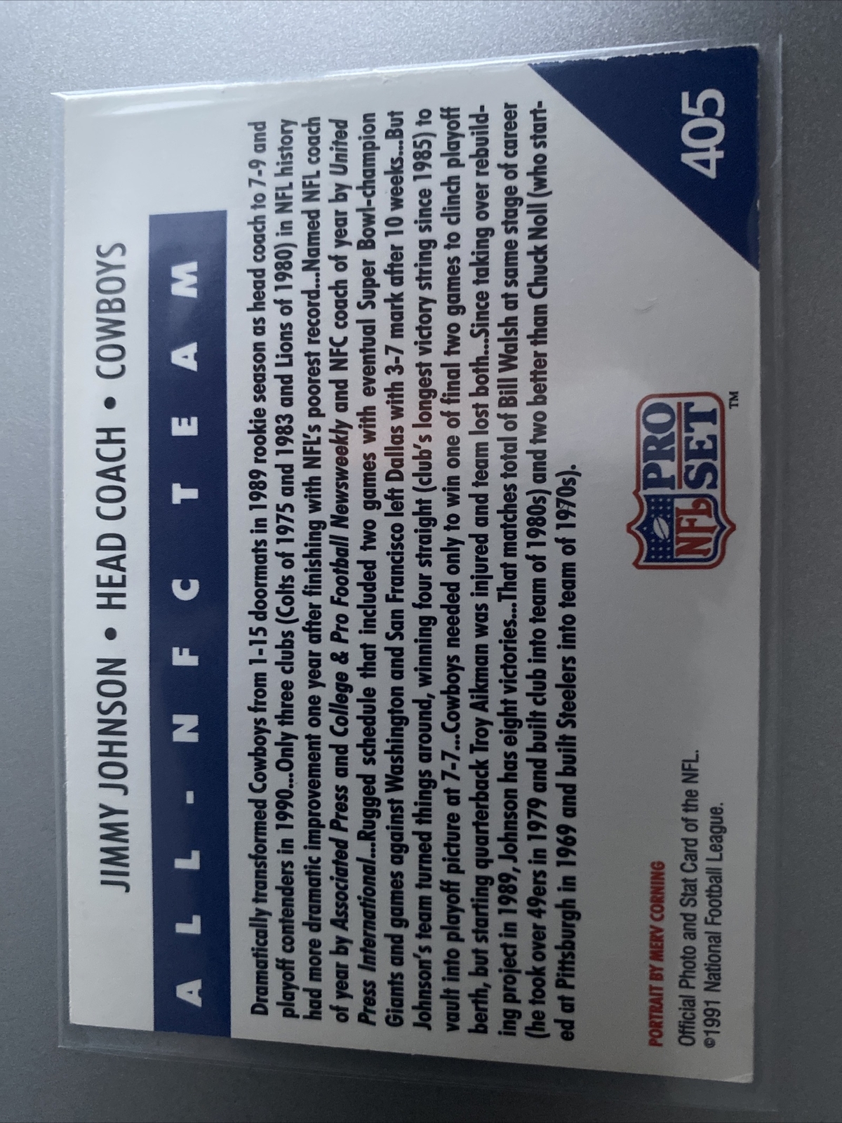 1991 Pro Set Jimmy Johnson Cowboys #405 Trading Card | eBay