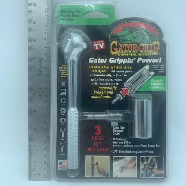 Original Gator Grip Universal Socket Set Wrench 3 Piece Set Grips Any ...