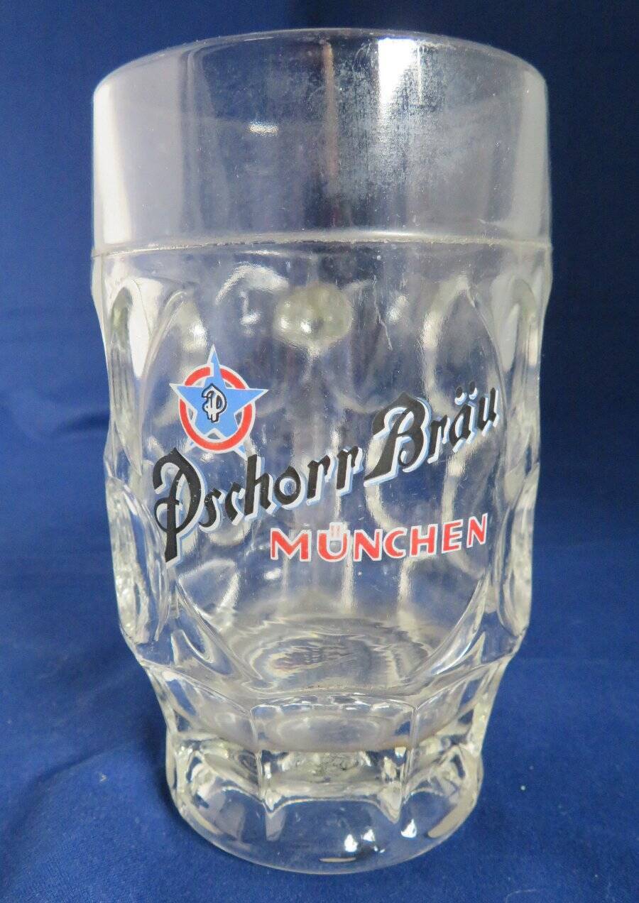 Vtg German PSCHORR BRAU Munchen Dimpled Glass Beer 5" STEIN Bier Munich ...