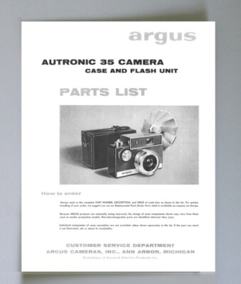 Argus Autronic 35 Camera Parts List Exploded Views Manual Reprint | eBay