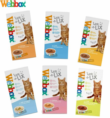 6 X WEBBOX CATS DELIGHT LICK-E-LIX YOGHURT VARIETY PACK MIXED FLAVOURS ...