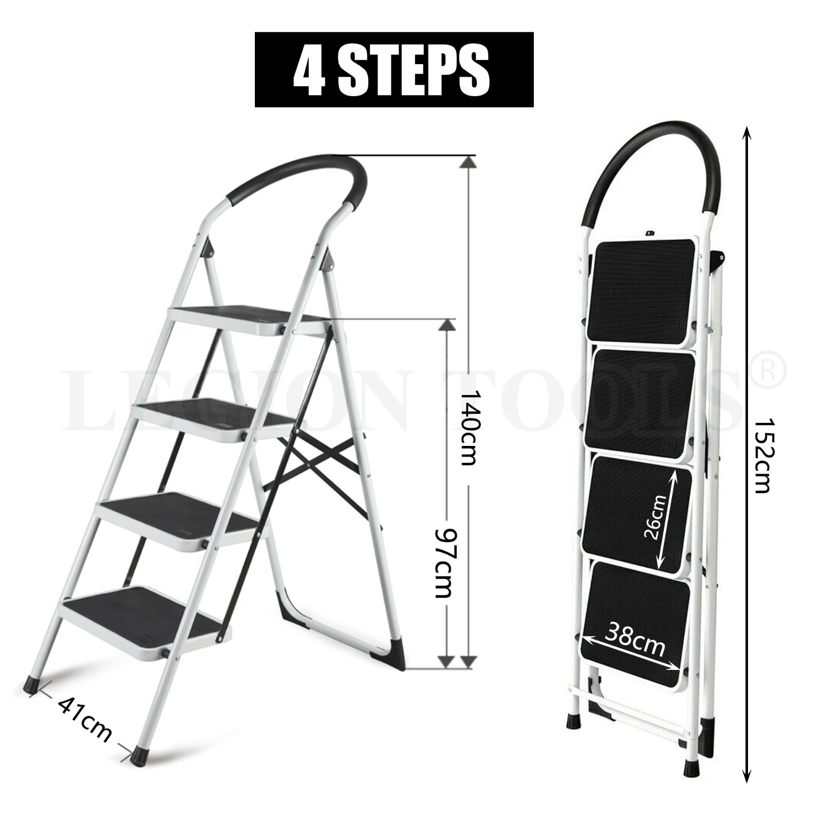 Step Ladder Steel Multi Purpose For Household Office Foldable Non Slip ...