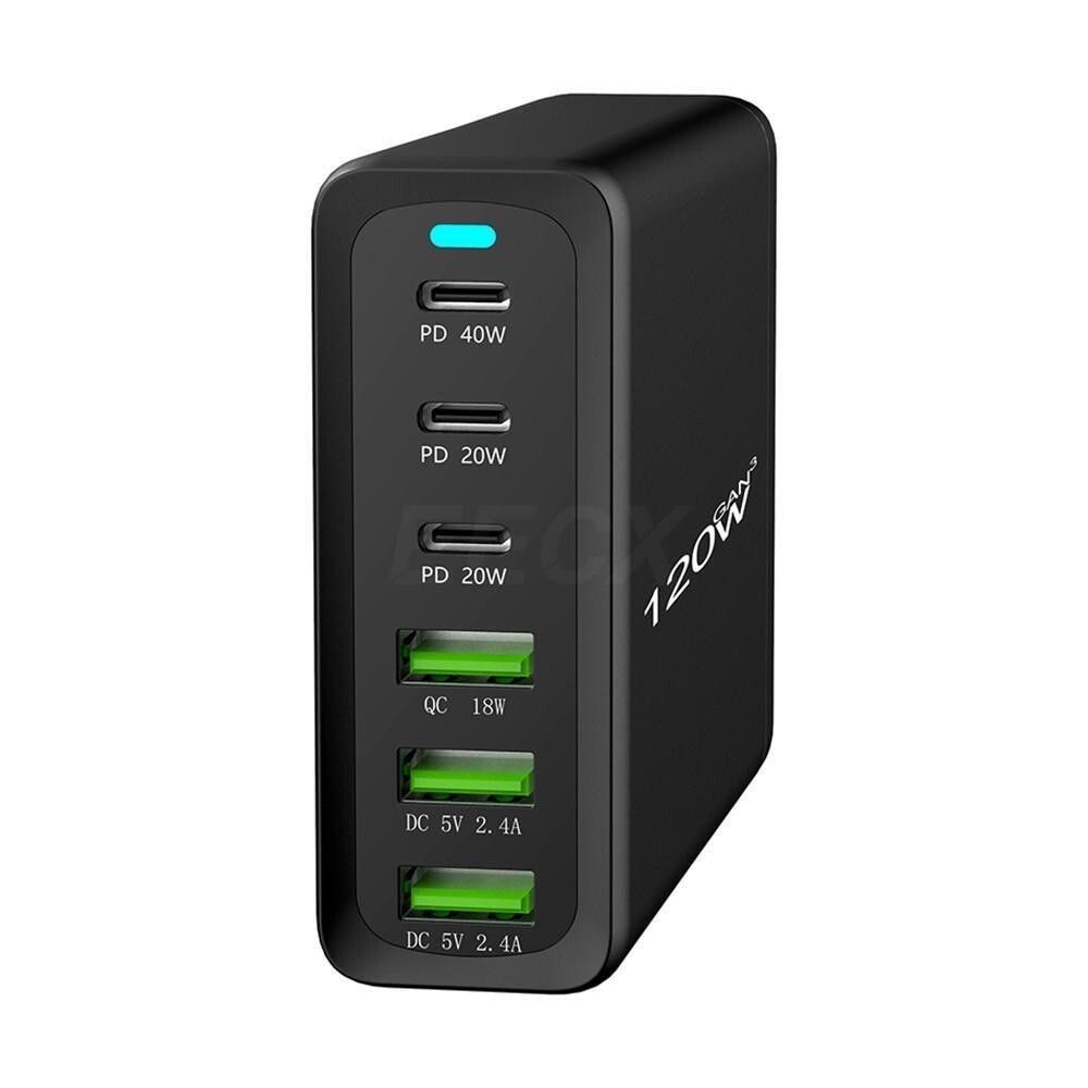 120w Gan 6 Port USB C Charging Station 6 Ports Pd Type C Fast Charger ...